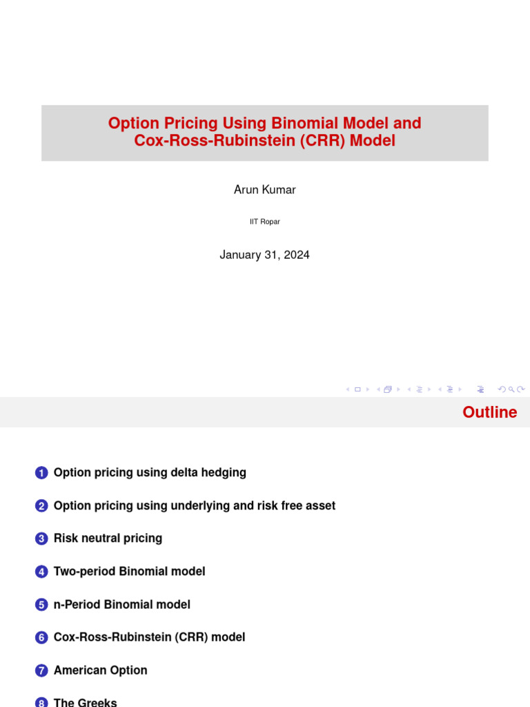 Binomial Model | PDF | Option (Finance) | Greeks (Finance)