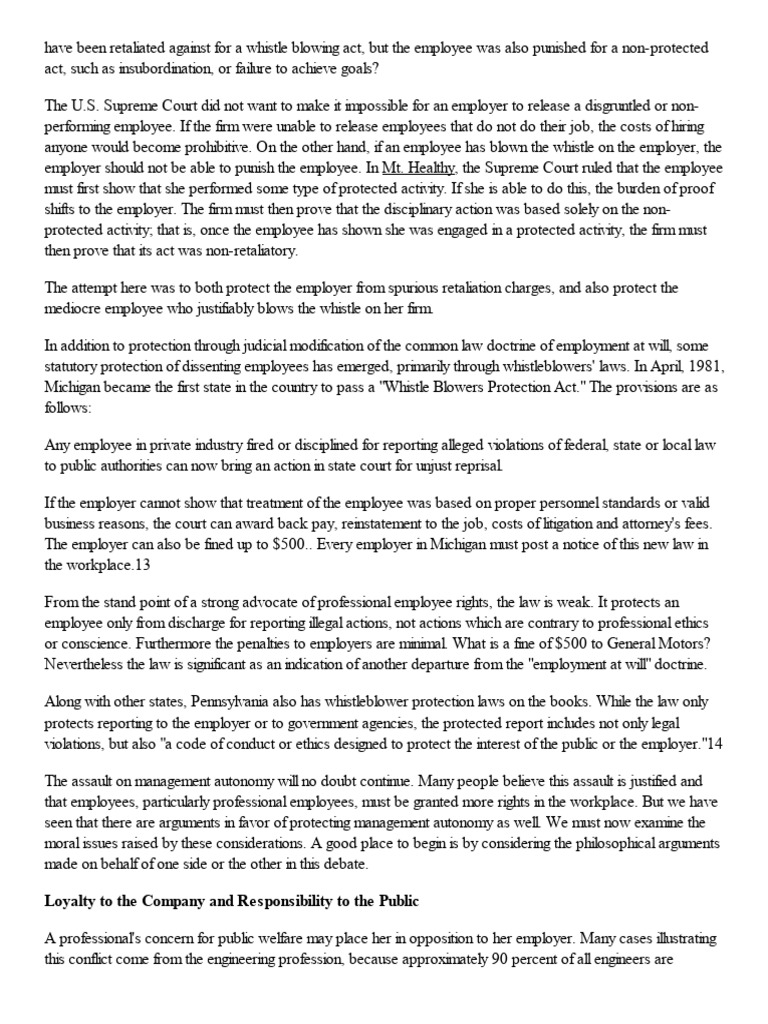 Ethics - Tamu .Edu Ethics Essays Loyalty | PDF | Employment | At Will ...