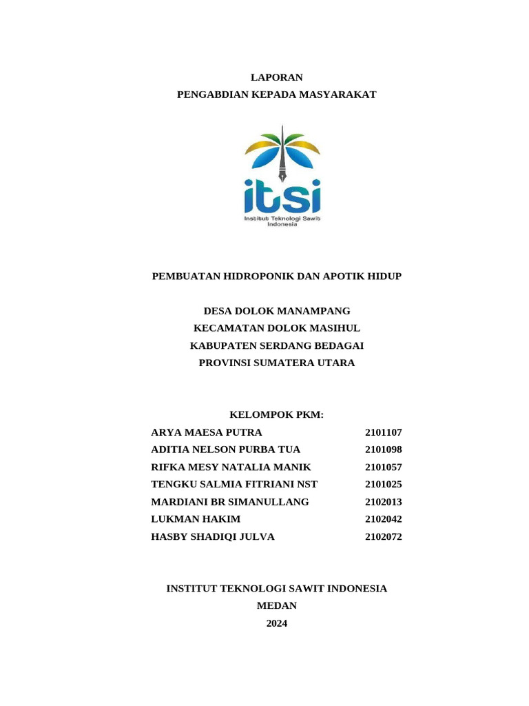 Hidroponik dan Apotek Hidup di Dolok Manampang | PDF