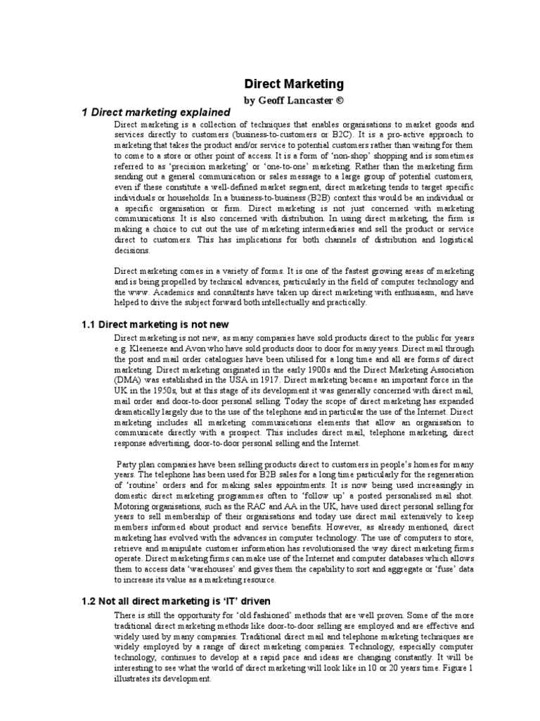 1 Direct Marketing Explained | PDF | Direct Marketing | Multi Level ...
