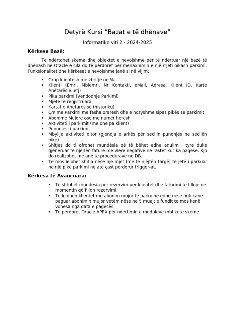 Detyrë Kursi Db Viti 2 2024 2025 Pdf