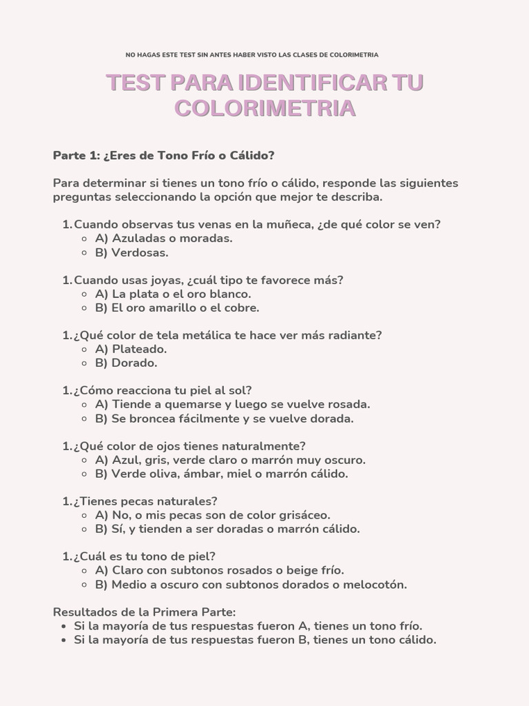 Test de Colorimetria | PDF | Color | marrón