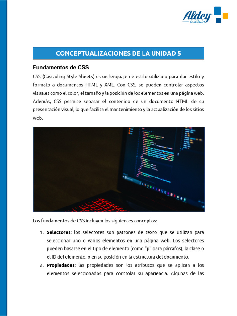 Marco Conceptual de La Unidad 5. HTML - CSS | PDF | HTML | Desarrollo de software