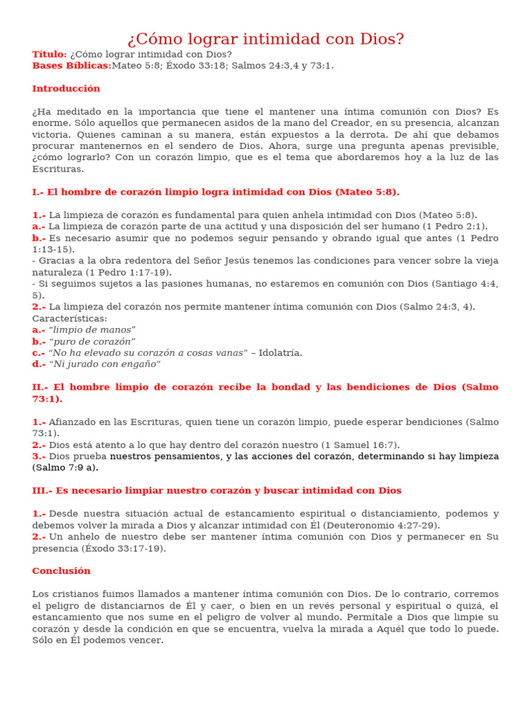 Cómo Lograr Intimidad Con Dios | PDF | Dios | eucaristía