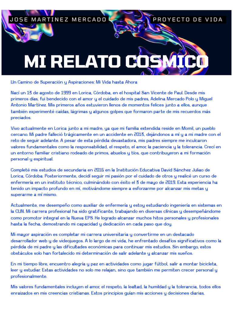 Mi Relato Cósmico (ACA) | PDF