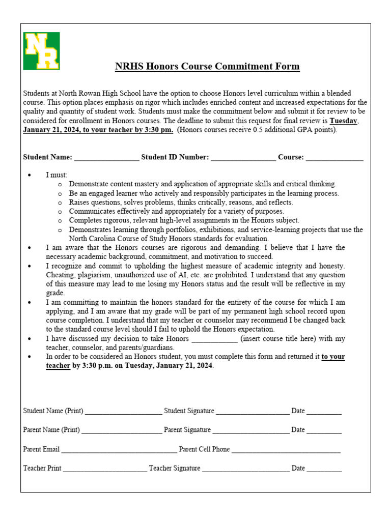 Honors Application Form | PDF | Teachers | Critical Thinking