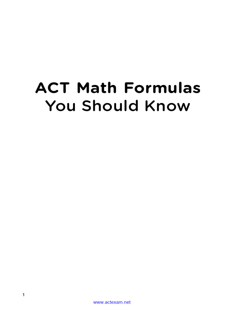 formula pdf-to-be副本.pages - ACT - Math - Formulas | PDF | Equations | Area