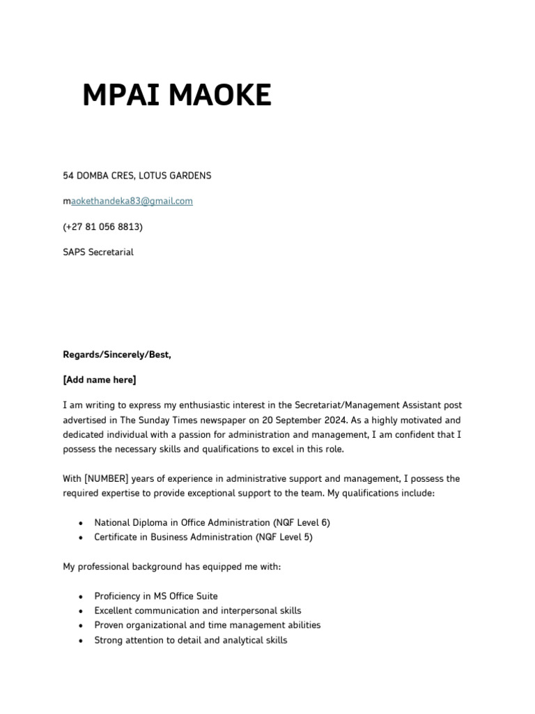 Cover Letter Assignment | PDF