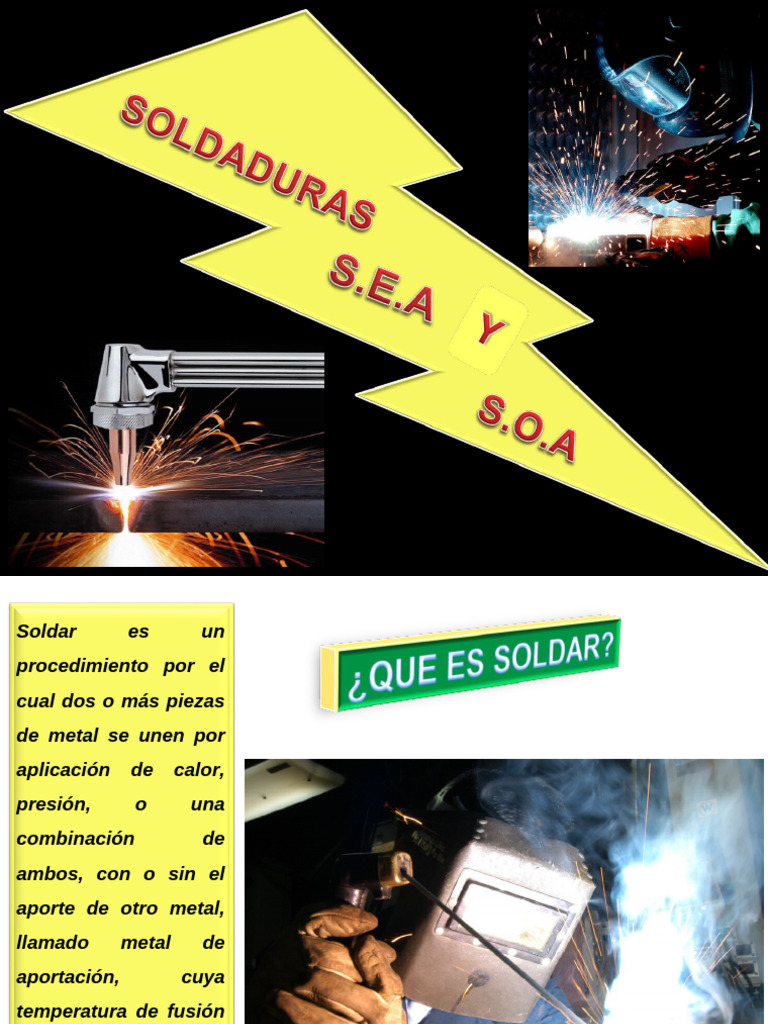 7ma. Presentaci N de Mec Nica T Cnica I. Soldaduras S.E.A. y S.O.A. | PDF | Soldadura | Construcción