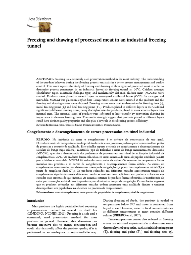 Industrial Meat Freezing Study | PDF | Melting Point | Thermocouple