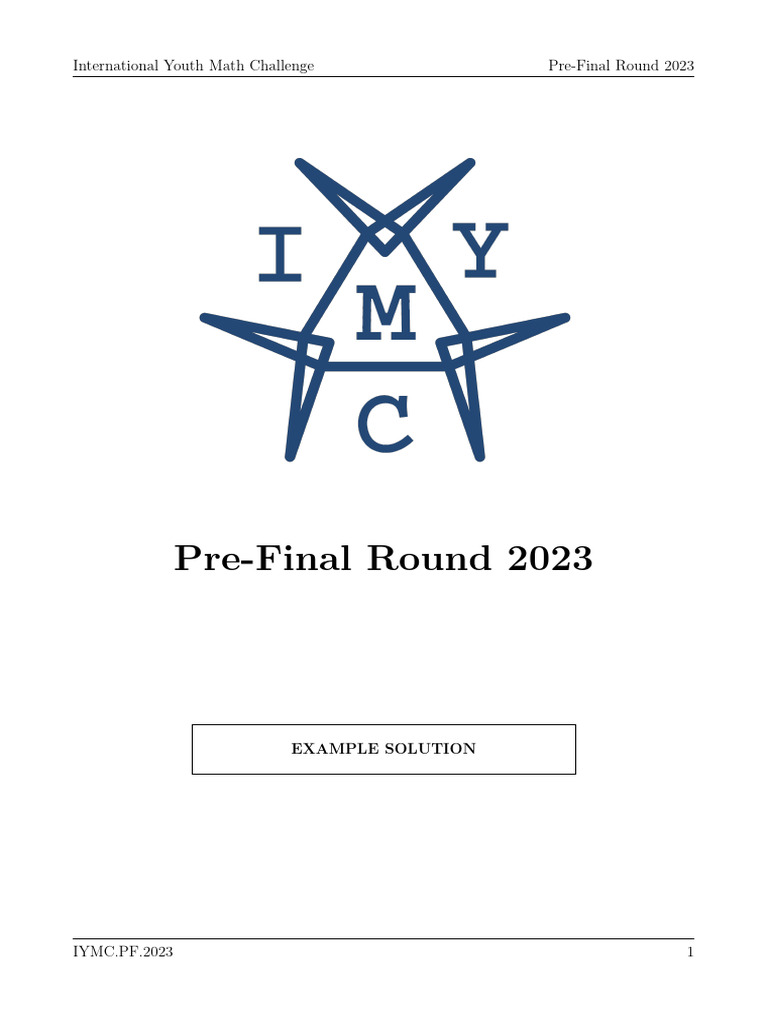 IYMC 2023 Pre-Final Math Solutions | PDF | Numbers | Line (Geometry)
