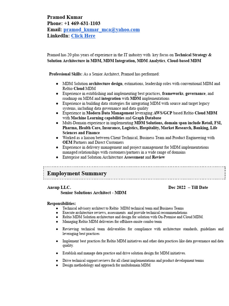 Pramod - Kumar - Resume-1.5 - Ansup | PDF | Cloud Computing | Computing