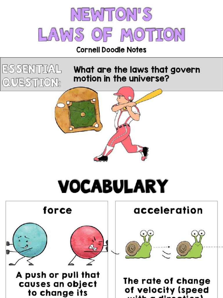 Newtons Laws of Motion Cornell Doodle Notes Powerpoint Presentation | PDF
