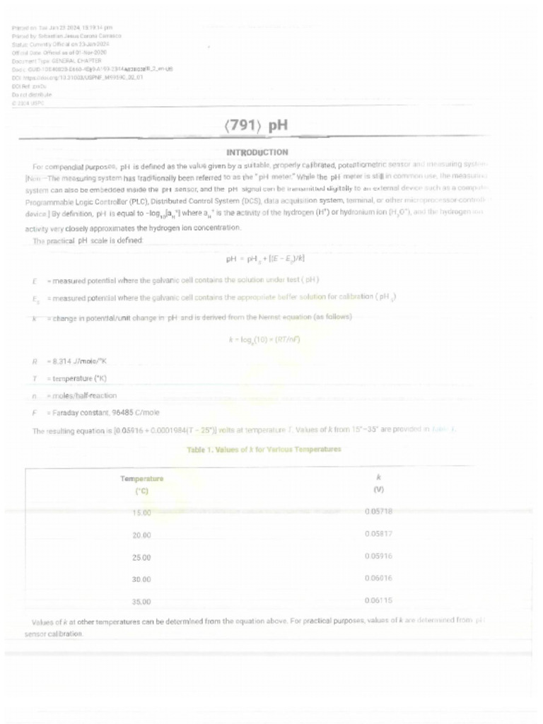 USP 43 NF 38. Pruebas Físicas (791) PH 2019 Vol. 4 | PDF