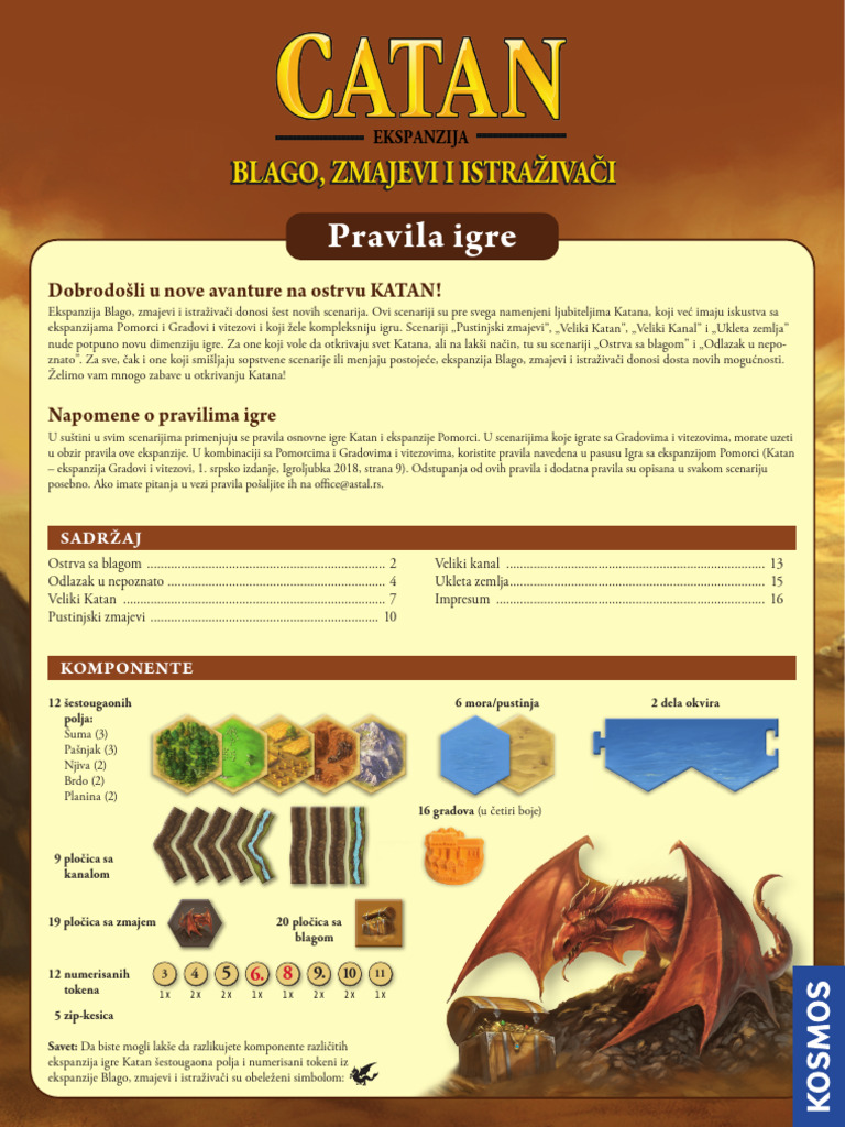 Catan Blago Zmajevi I Istraživači Pravila Na Srpskom | PDF