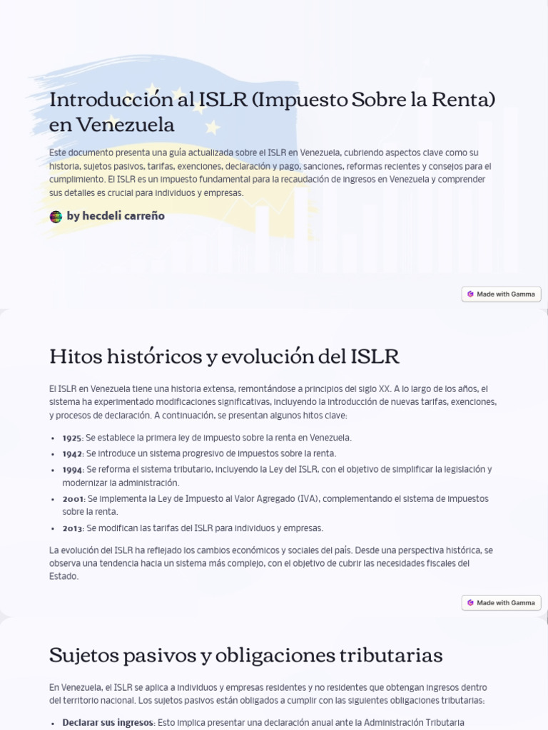 Introduccion Al ISLR Impuesto Sobre La Renta en Venezuela | PDF ...