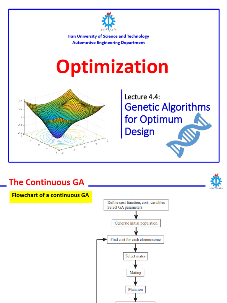 Lecture 4.4 Genetic Algorithms for Optimum Design | PDF | Mathematical Optimization | Genetic ...
