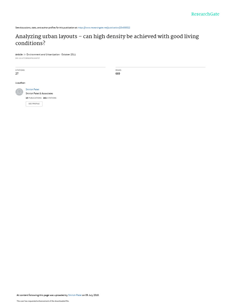 PATEL MODEL Analyzing Urban Layouts Can High Density Be Achieved With ...