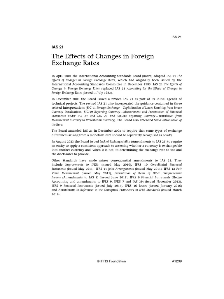 IAS 21 Full Doc From IASB | PDF | International Financial Reporting Standards | Historical Cost