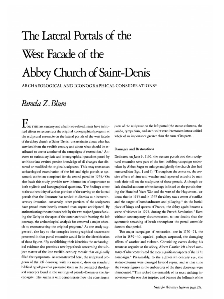 Abbot Suger and Saint Denis (1) - 189-207 | PDF