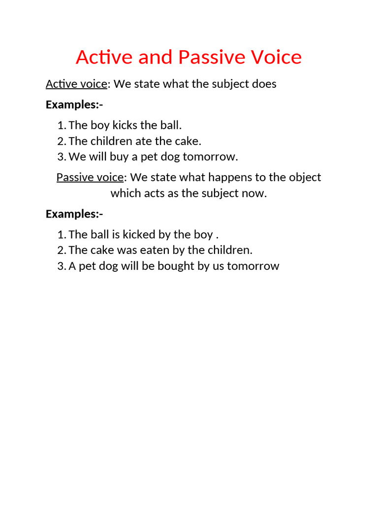 Active and Passive Voice | PDF