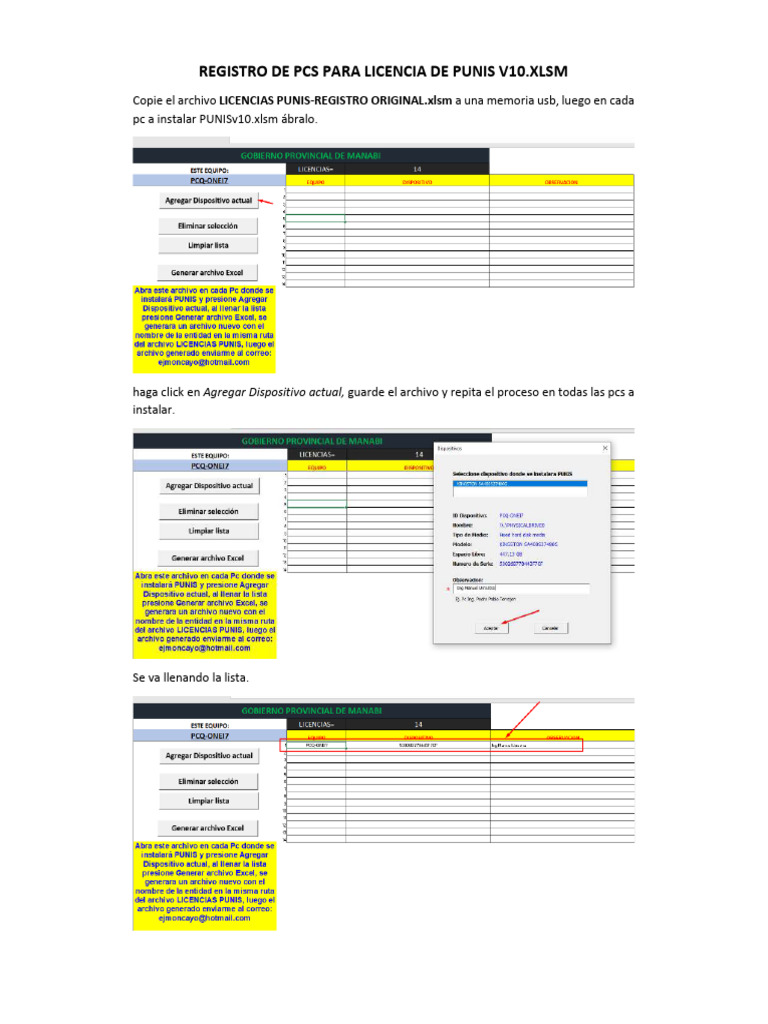 Tutorial Registro de PCS para Instalador de Punis V10 | PDF