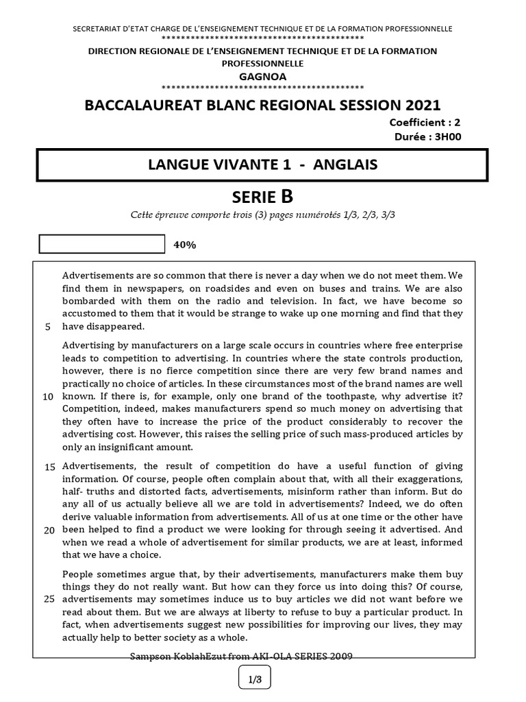 Lv1 - Anglais - b - Bon Lta (1) | PDF