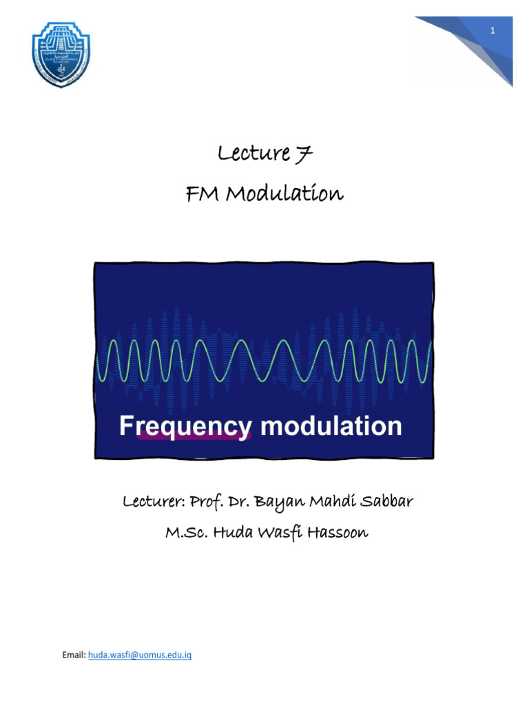 Lecture 7 FM Modulation | PDF | Frequency Modulation | Detector (Radio) Lecture 7 FM Modulation | PDF | Frequency Modulation | Detector (Radio)