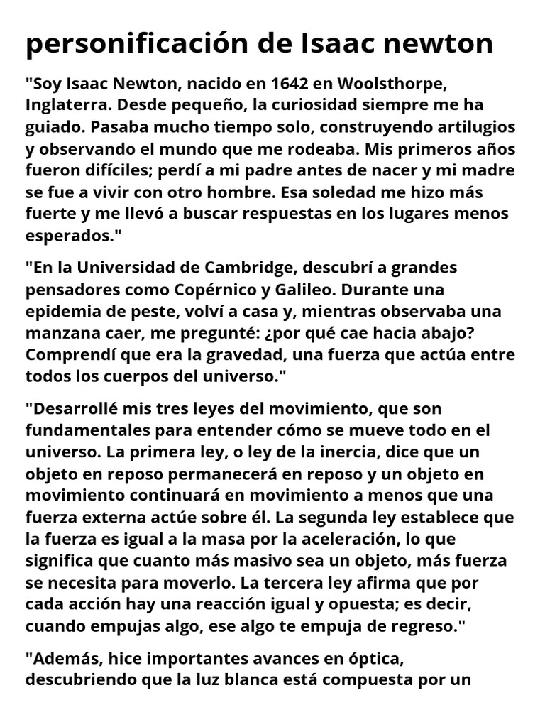 Personificación de Isaac Newton | PDF