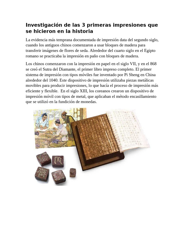 Investigación de Las 3 Primeras Impresiones Que Se Hicieron en La ...