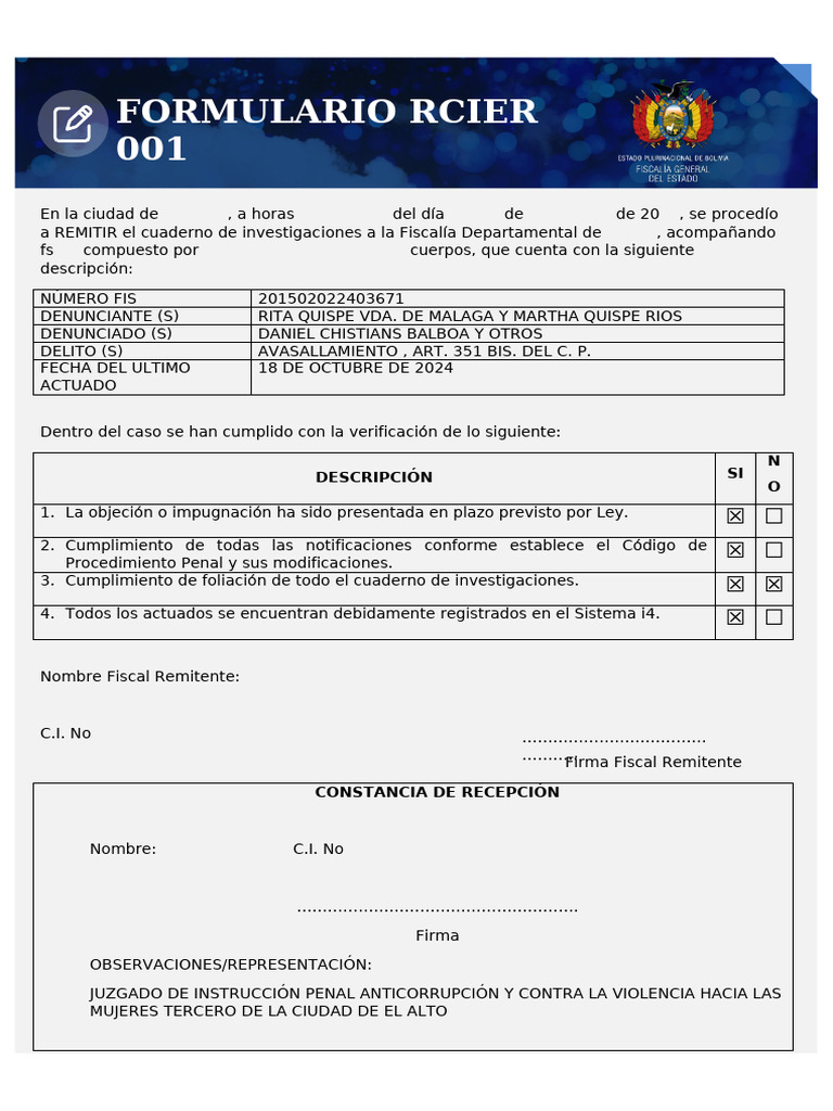 FORMULARIO RCIER 001 -201502022108063 | PDF