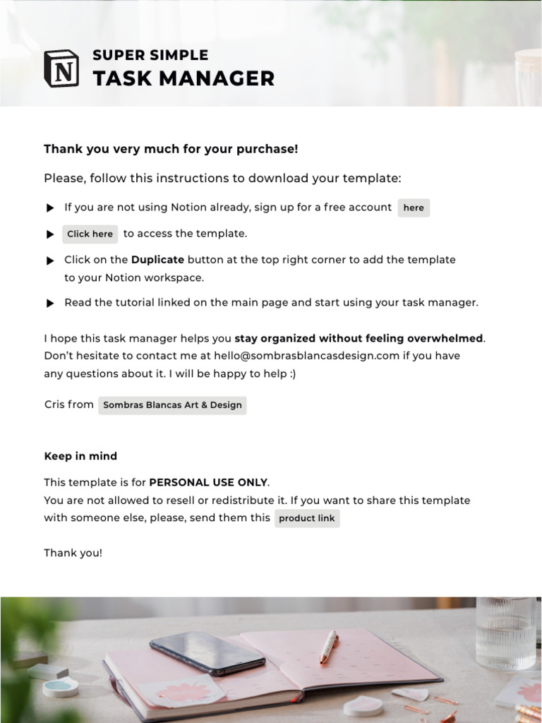 Task Manager Template Download | PDF