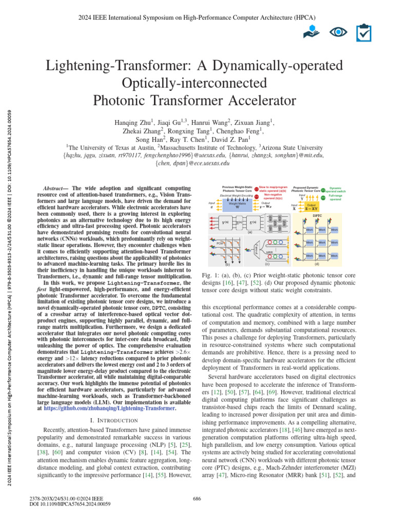Lightening-Transformer: A Dynamically-Operated Optically-Interconnected ...