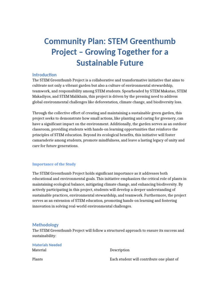 STEM Greenthumb Project Updated | PDF | Sustainability | Economy And The Environment