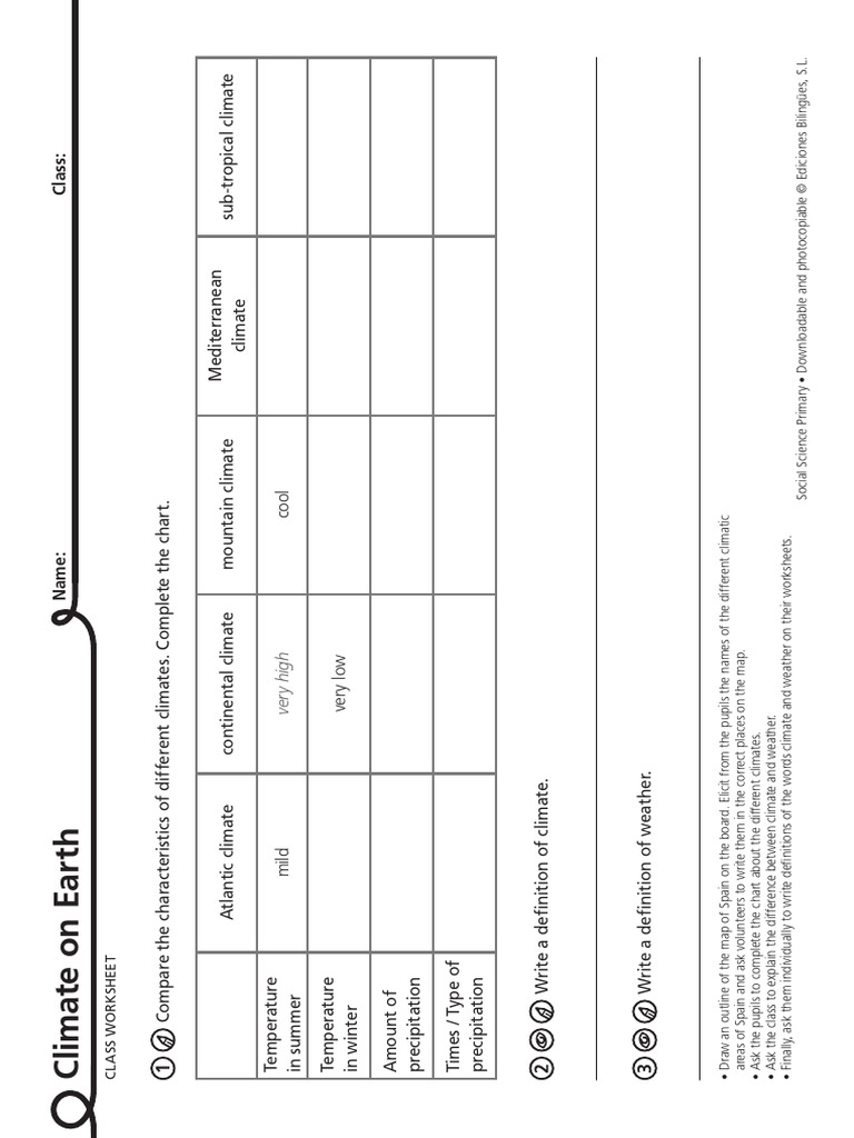 07087-Social 8 10 World Worksheet Climate On Earth | PDF