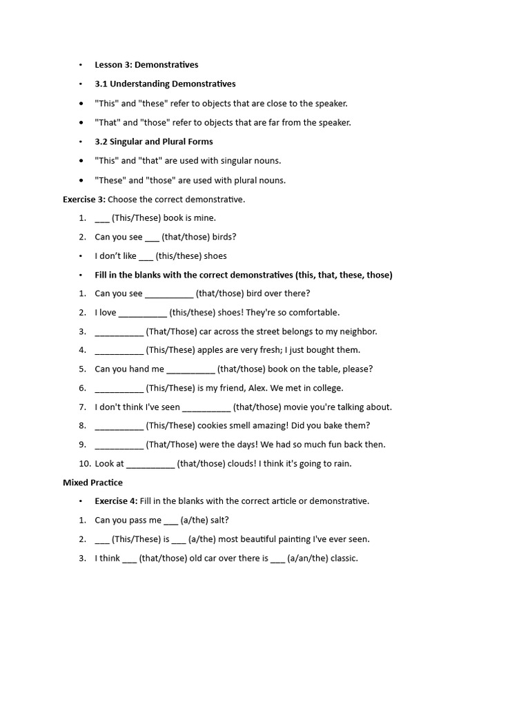 DEMONSTRATIVES | PDF
