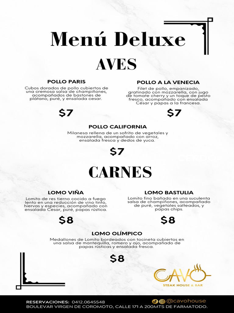 Menu Cavo | PDF | Cocina | ensalada