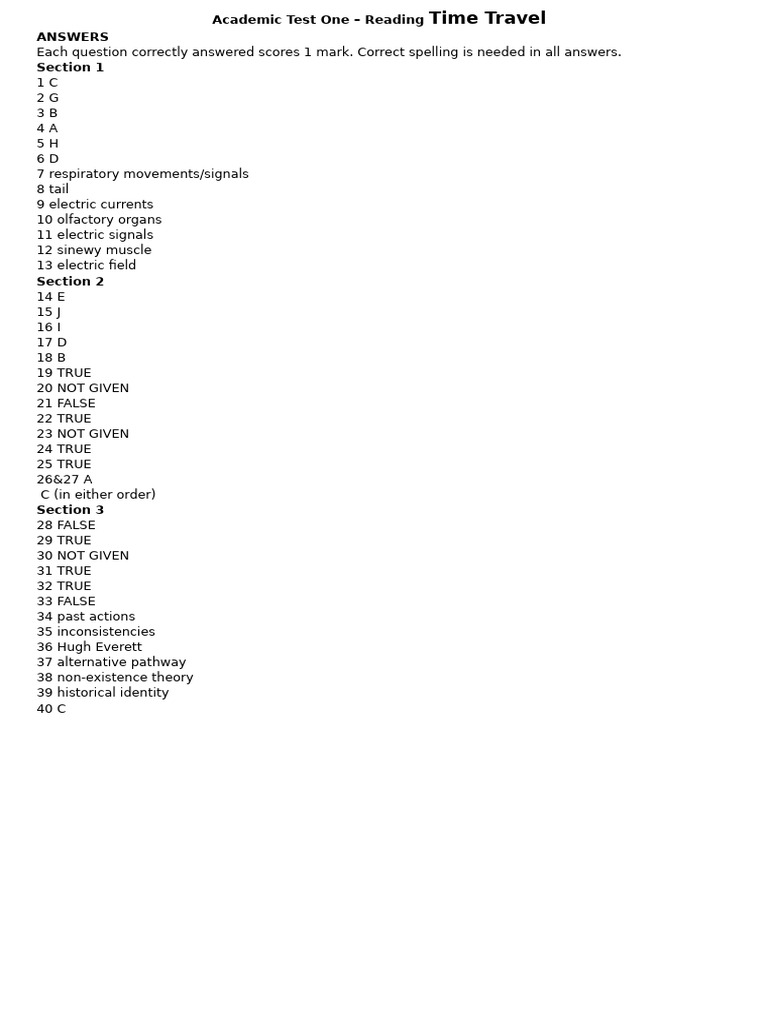 Academic Test One Answers | PDF