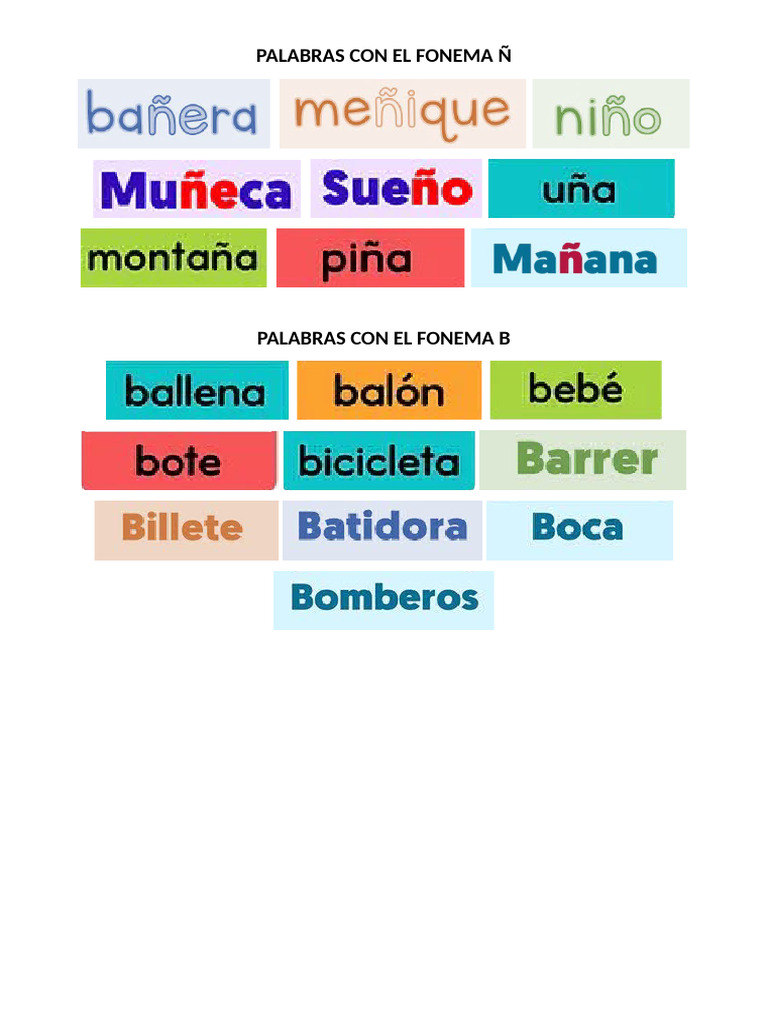 Palabras Con El Fonema | PDF