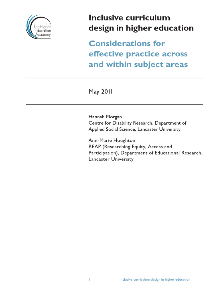 Inclusive Curriculum Design in HE 1 | PDF | Educational Assessment ...