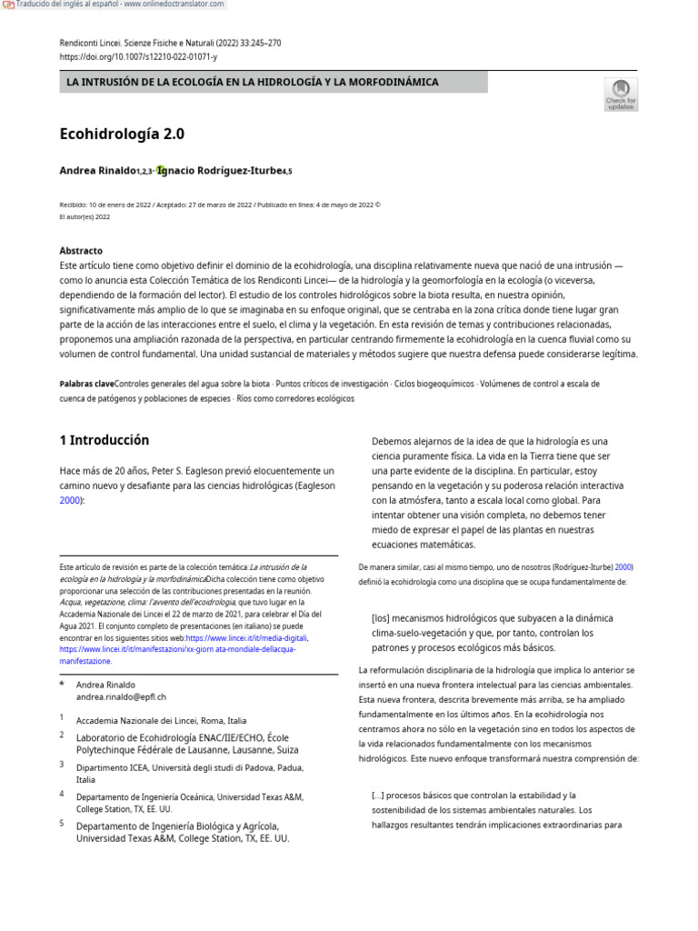 Rinaldo & Rodriguez (2022) Ecohydrology 2.0.en - Es | PDF | Suelo ...