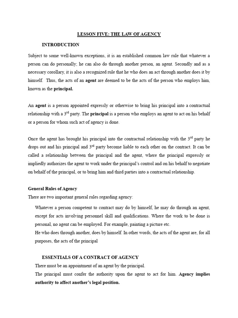 Understanding the Law of Agency | PDF | Law Of Agency | Private Law