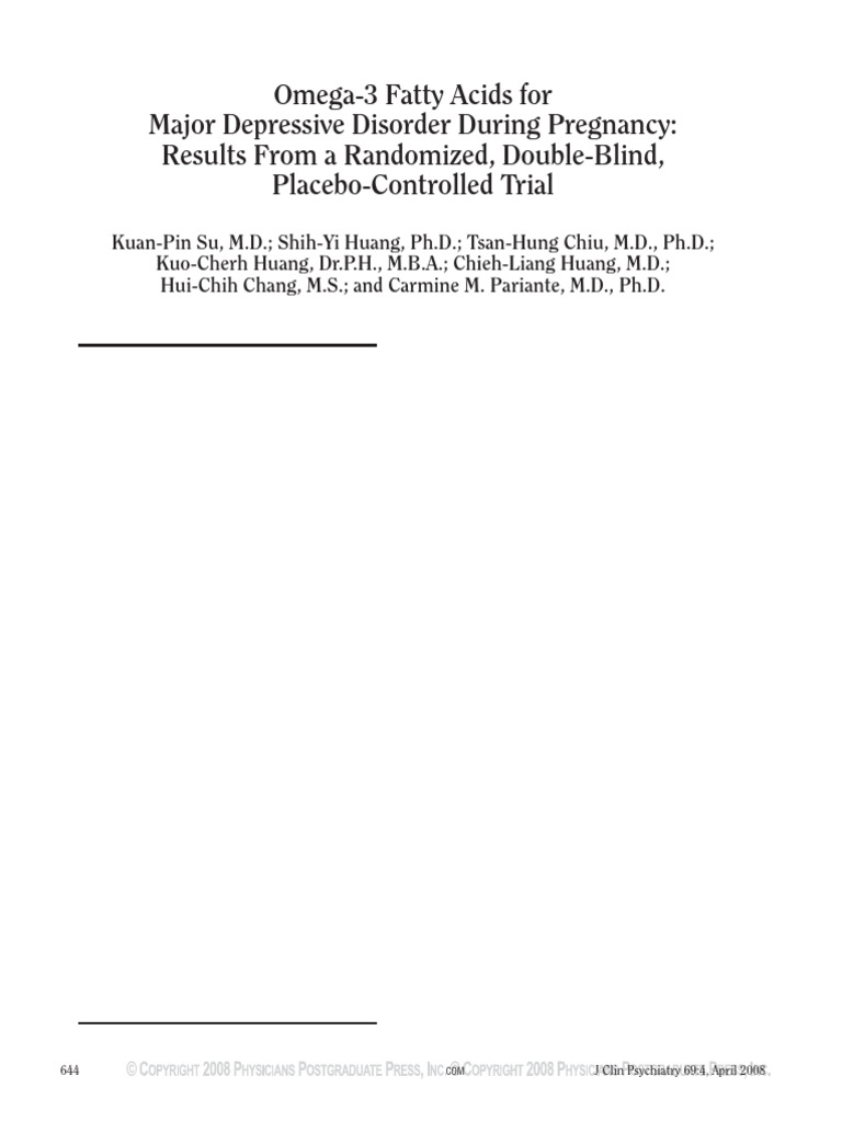 Omega-3s for Depression in Pregnancy | PDF | Major Depressive Disorder ...