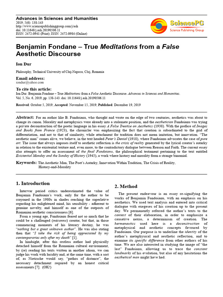 Benjamin Fondane True Meditations From A | PDF | Existentialism | Reason