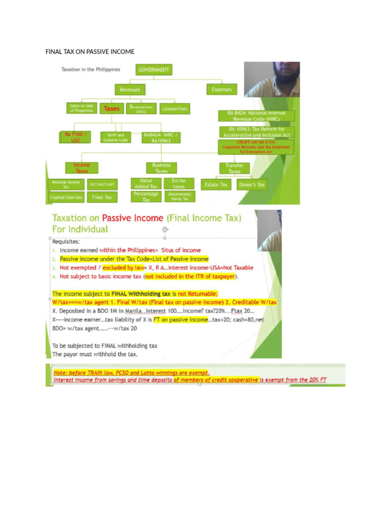 FINAL TAX ON PASSIVE INCOME | PDF