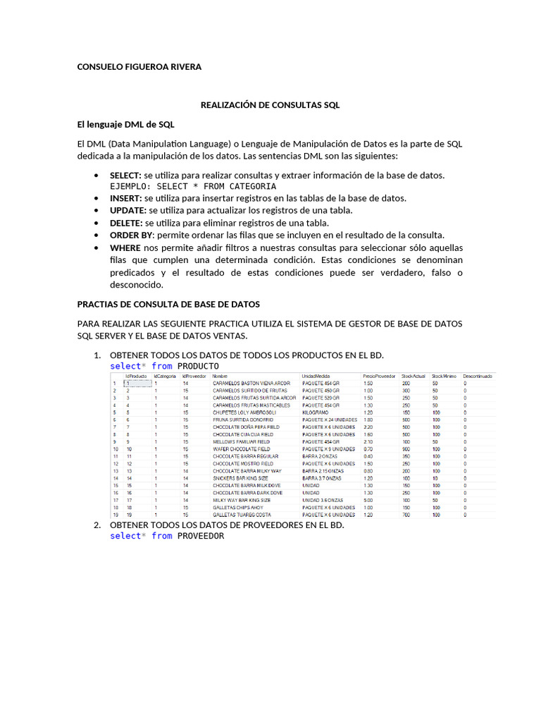 REALIZACIÓN DE CONSULTAS SQL 1consuelo | PDF