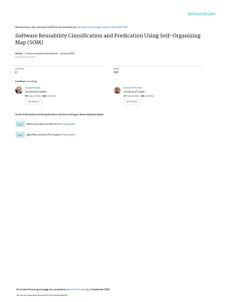 Software Reusability Classification And Predication Using Self Organizing Map Som Pdf