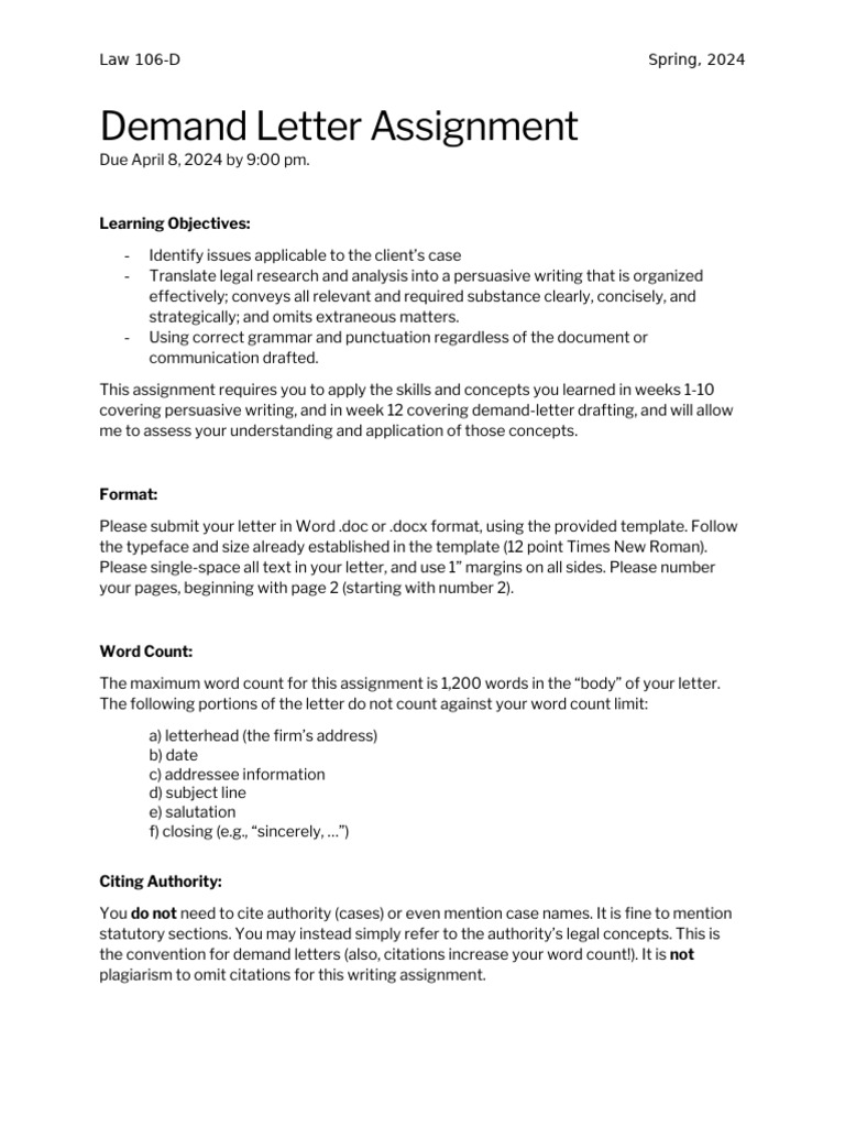 2024 Demand Letter Assignment | PDF | Defamation | Tort