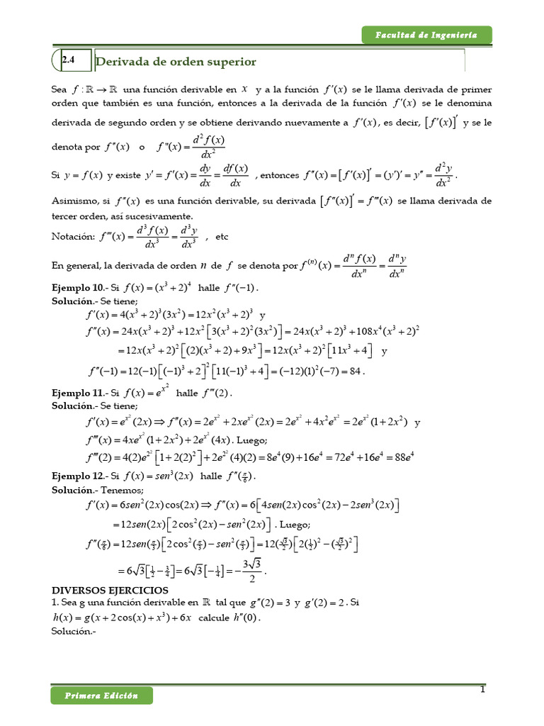 Guía Matemátic I Part 2 Derivada 2021,1 + | PDF | Tangente | Curva