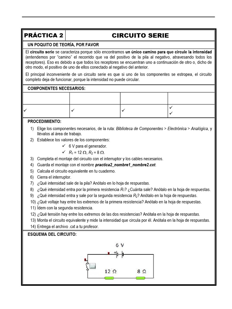 Práctica: Circuito Serie Básico | PDF | Corriente eléctrica | Red eléctrica